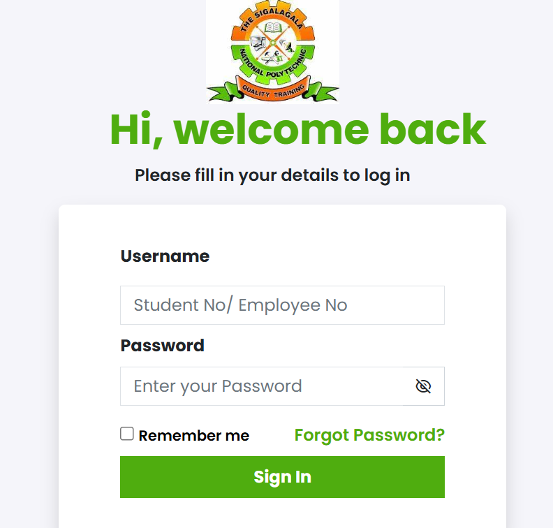 Tsnp Student Portal Login Guide for Sigalagala Polytechnic